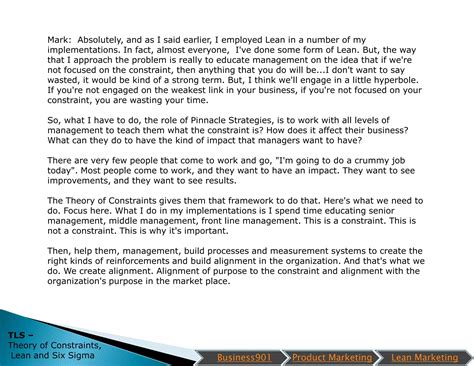 TlS Theory Of Cosntraints Lean Six Sigma PDF Business Administration Business