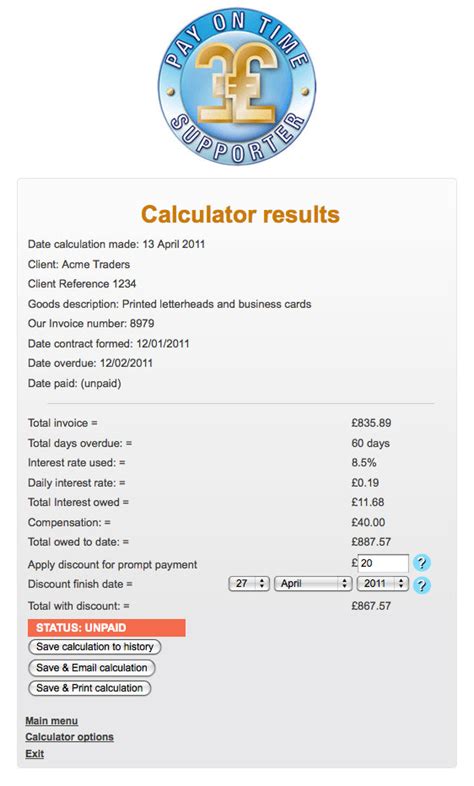 The Advanced Late Payment Interest Calculator Pay On Time