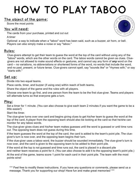 How To Play Taboo Game
