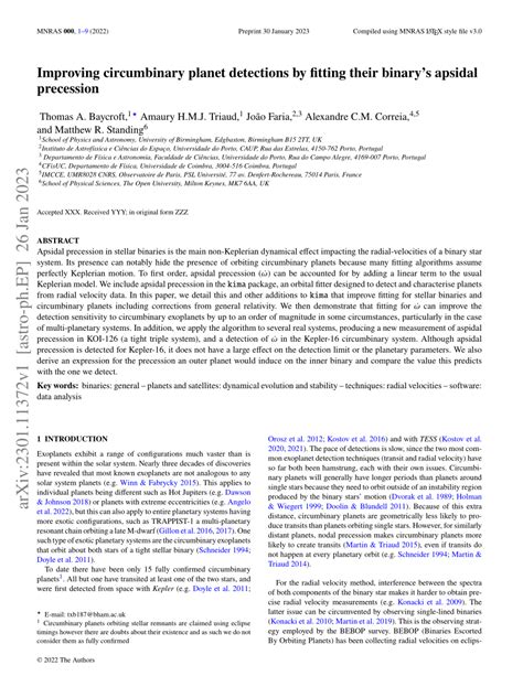 Pdf Improving Circumbinary Planet Detections By Fitting Their Binary