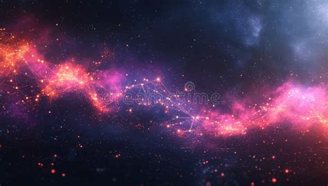 Molecular Structure Connected Spheres On Nebula Background For Science