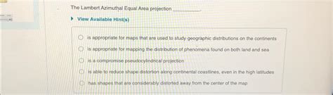 Solved The Lambert Azimuthal Equal Area Projectionview