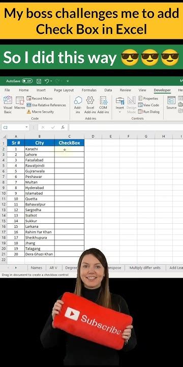 104 Add Check Box In Ms Excel Amazing Trick Checkbox Ytshorts Youtube