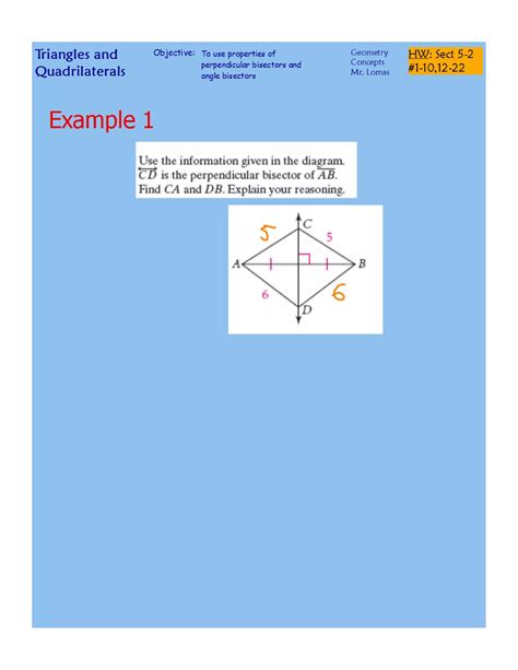 5 2 Perpendicular And Angle Bisectors Concepts Pdf