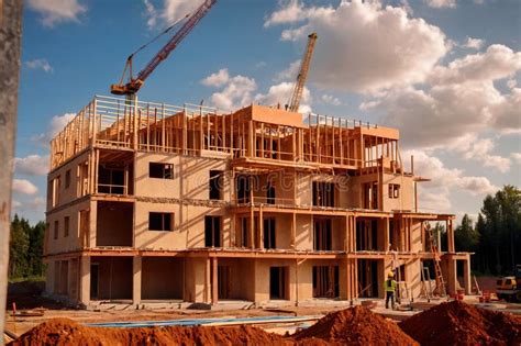 Construction Of New Residential House Building Framework Work Site