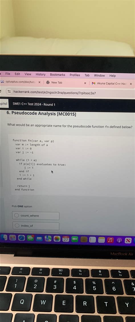 Solved Pseudocode Analysis MC0015 What Would Be An Chegg Com