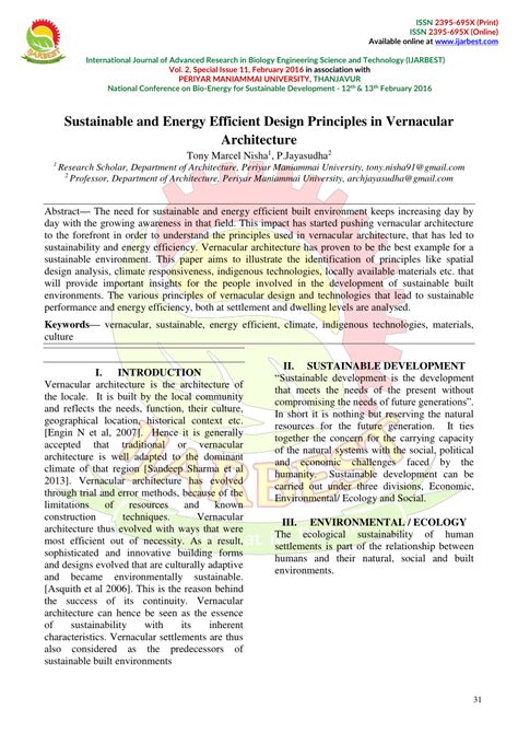 Pdf Sustainable And Energy Efficient Design Principles In Vernacular