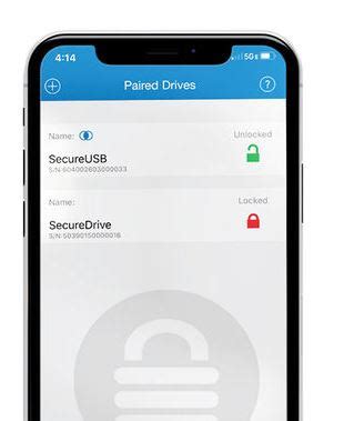 SecureUSB BT 256 Bit IOS Compatible Encrypted Flash Drive With Touch ID Face ID Unlock Remote