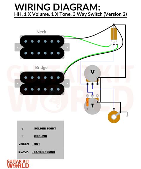 How To Wire A Hh 1 X Volume 1 X Tone 3 Way Switch Guitar Download Pdf