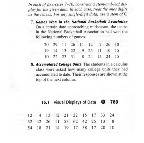 Solved In Each Of Exercises 7 10 Construct A Stem And Leaf