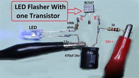 Super Effect Led Flasher Circuit Using Only One Transistor Youtube