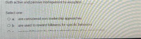 Solved Both Active And Passive Management By Exception Chegg Com