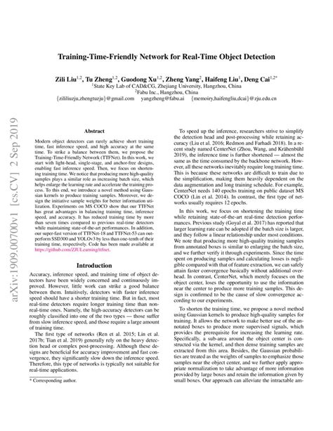 Training Time Friendly Network For Real Time Object Detection Deepai