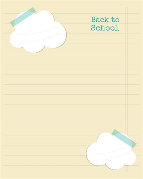 Premium Vector Back To School Notebook Sheet With Cloud Sticker
