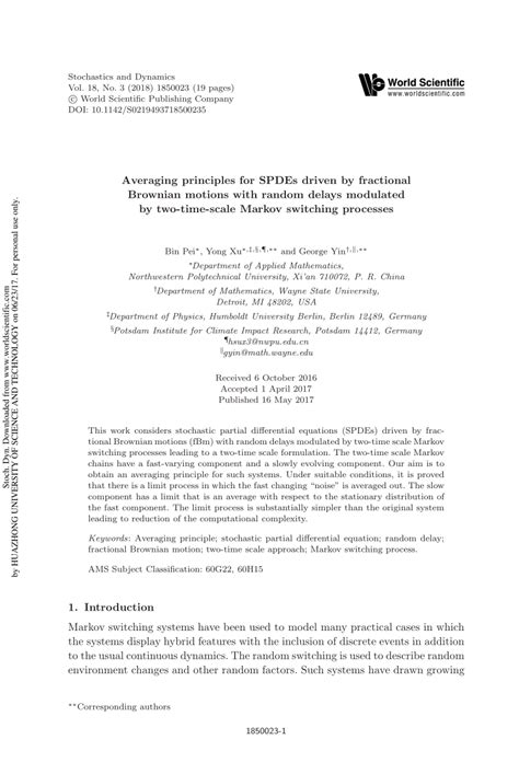 Pdf Averaging Principles For Spdes Driven By Fractional Brownian Motions With Random Delays