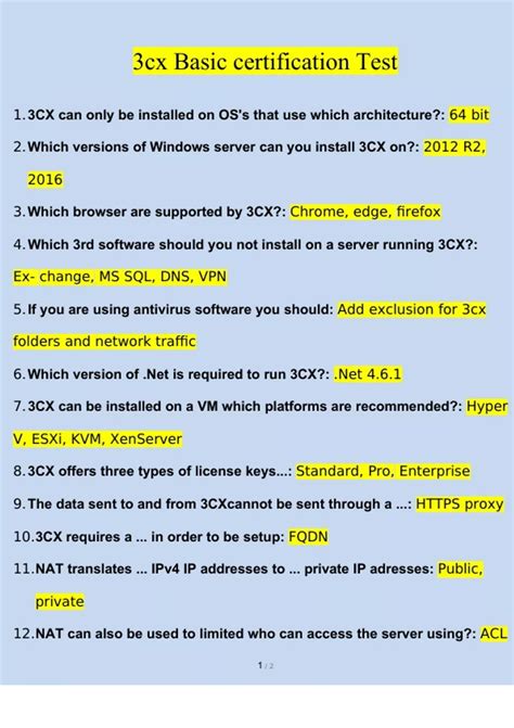 3cx Basic Certification Test Questions And Answers 2024 2025 Verified Answers 3cx