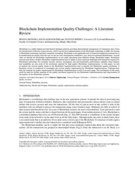 Pdf Blockchain Implementation Quality Challenges A Literature Review