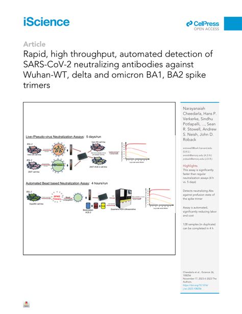 Pdf Rapid High Throughput Automated Detection Of Sars Cov 2 Neutralizing Antibodies Against