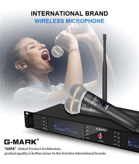 4 Wireless Microphone System G-MARK G44S Professional UHF 4 Channels M