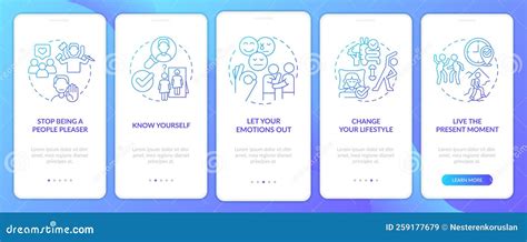Boost Self Esteem Blue Gradient Onboarding Mobile App Screen Stock Vector Illustration Of