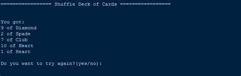 How To Shuffle Deck Of Cards In Terminal Console Using Python