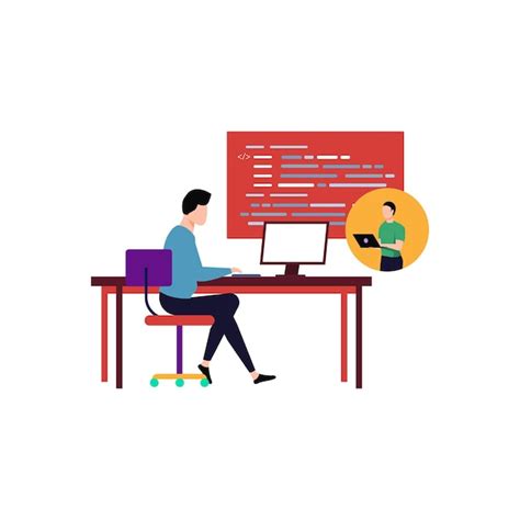 El Chico Esta Codificando Vector Premium