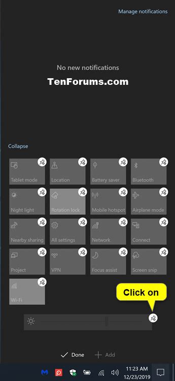 How To Add Or Remove Brightness Slider On Action Center In Windows 10 Tutorials