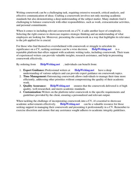 How To Include Relevant Coursework In Cv Pdf Résumé