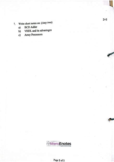 Pu Be Computer Computer Architecture Question Paper 4th Sem Mero Enotes