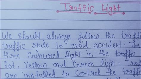 Essay On Traffic Lightparagraph Writing On Traffic Light Youtube