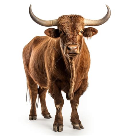 Premium Photo A Rodeo Mad Bull Front View Isolated On White Or