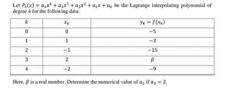 Solved Let P4 X A4x4 A3x3 A2x2 A1x A0 Be The Lagrange