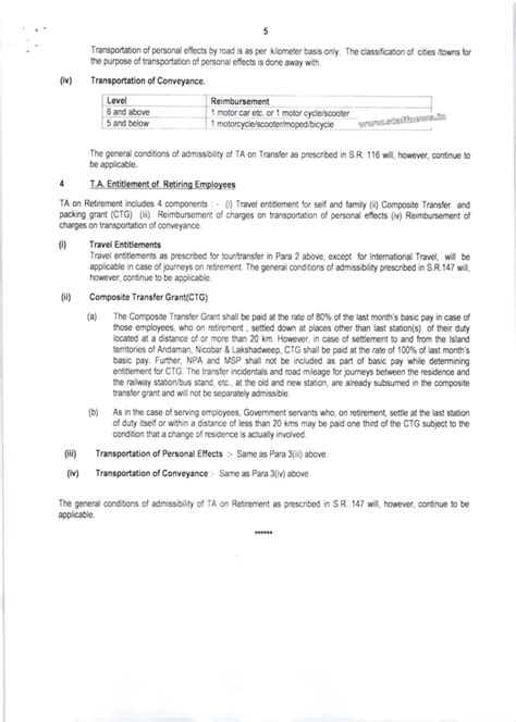 7th Cpc Travelling Allowance Rules Om Ta On Tour Training Transfer