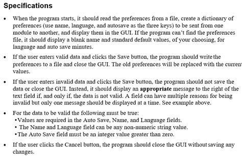 Solved Create A Gui Program That Stores A Users Preferences