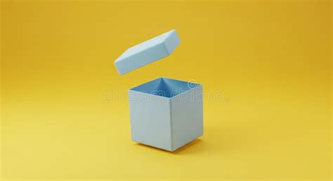 Floating Open Blue Box Yellow Background Stock Photos Free Royalty