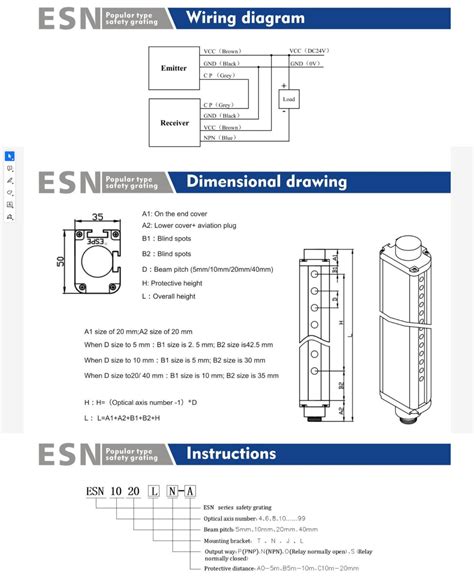 SSSL มานแสงนรภย Safety Light Curtain Sensor ESP LNA Protective Height mm เอสทอนโน