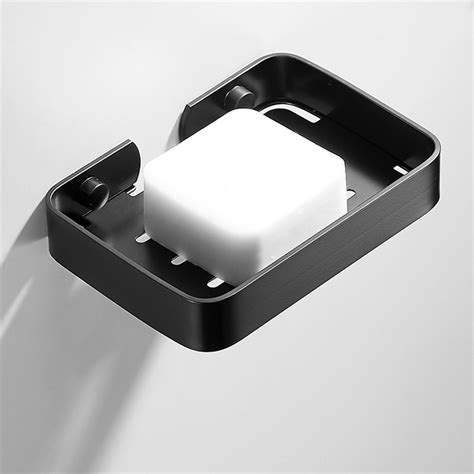 Badu Bg Държач за съхранение на сапунерка Черен алуминиев държач за сапун за баня Душ Монтирана