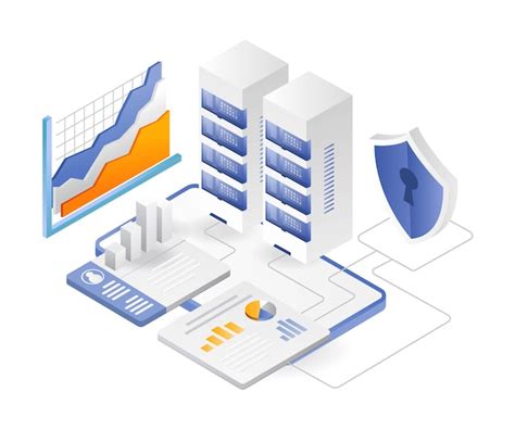 Premium Vector Flat Isometric Illustration Concept Server Data Security Analysis
