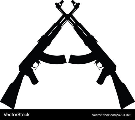 Two Crossed Ak47 Machine Gun Rifle File Royalty Free Vector