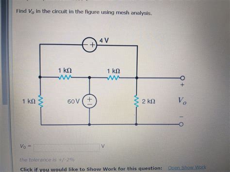 solved find vo in the circuit in the figure using mesh