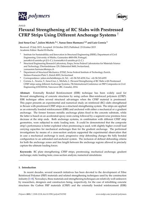 Pdf Flexural Strengthening Of Rc Slabs With Prestressed Cfrp Strips