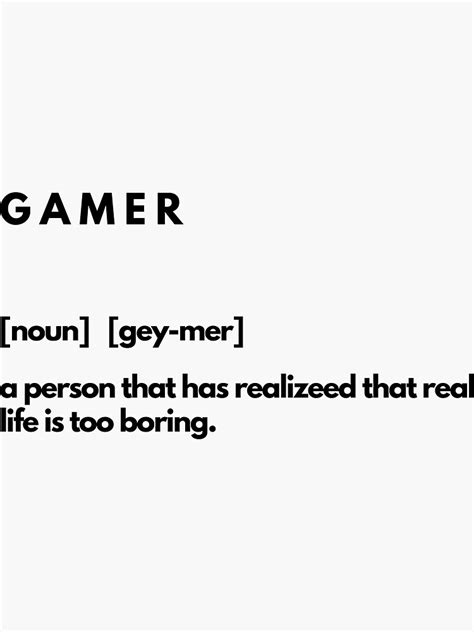 Gamer Definiton Sticker For Sale By Gamerslands Redbubble