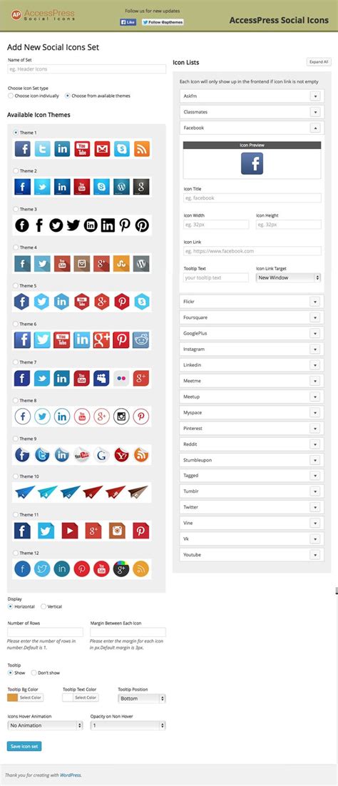Icon Sets Using Pre Available Themes Accesspress Social Icons Free Wordpress Plugin Demo