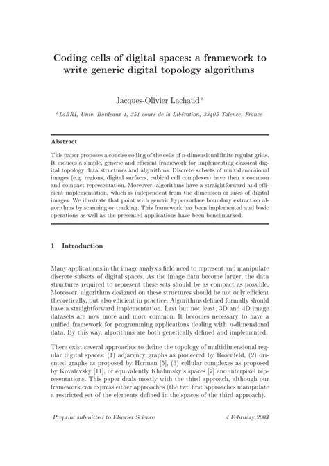 Pdf Writing Generic Digital Topology And Geometry Algorithms