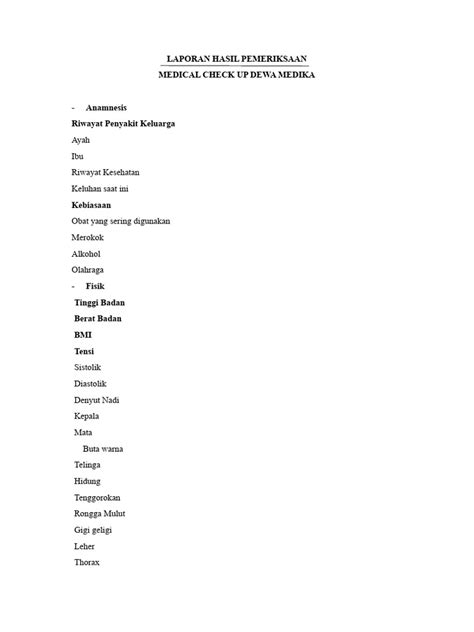 Laporan Hasil Pemeriksaan Mcu Dewa Pdf