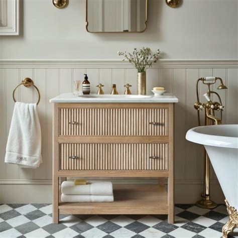 Milano Oak Vanity Unit Marble Top 80cm Fast Delivery Starel Stones