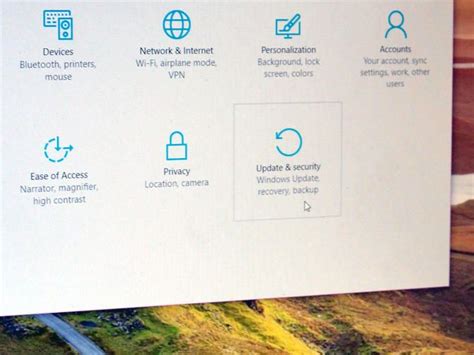 Windows Settings Menu The Update Security Tab Tecnologia