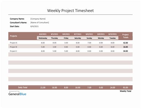 Free Excel Weekly Timesheet Templates