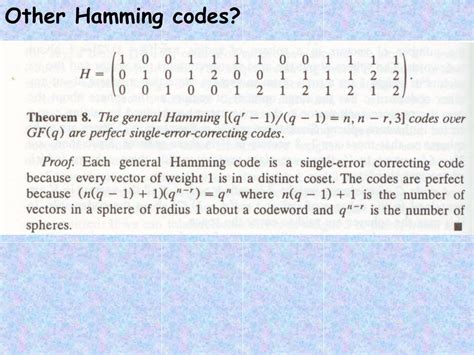 Ppt Information And Coding Theory Hamming Codes Golay Codes