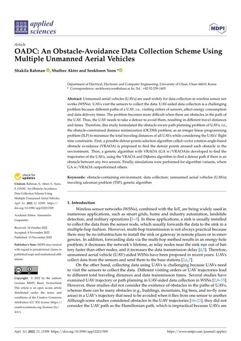 pdf oadc an obstacle avoidance data collection scheme using multiple